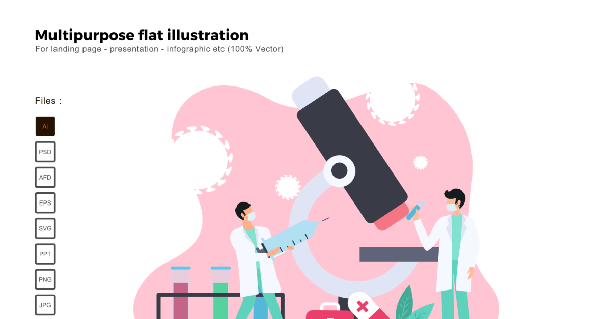 Multipurpose Flat Illustration Medical Lab Viruses - Vector Image