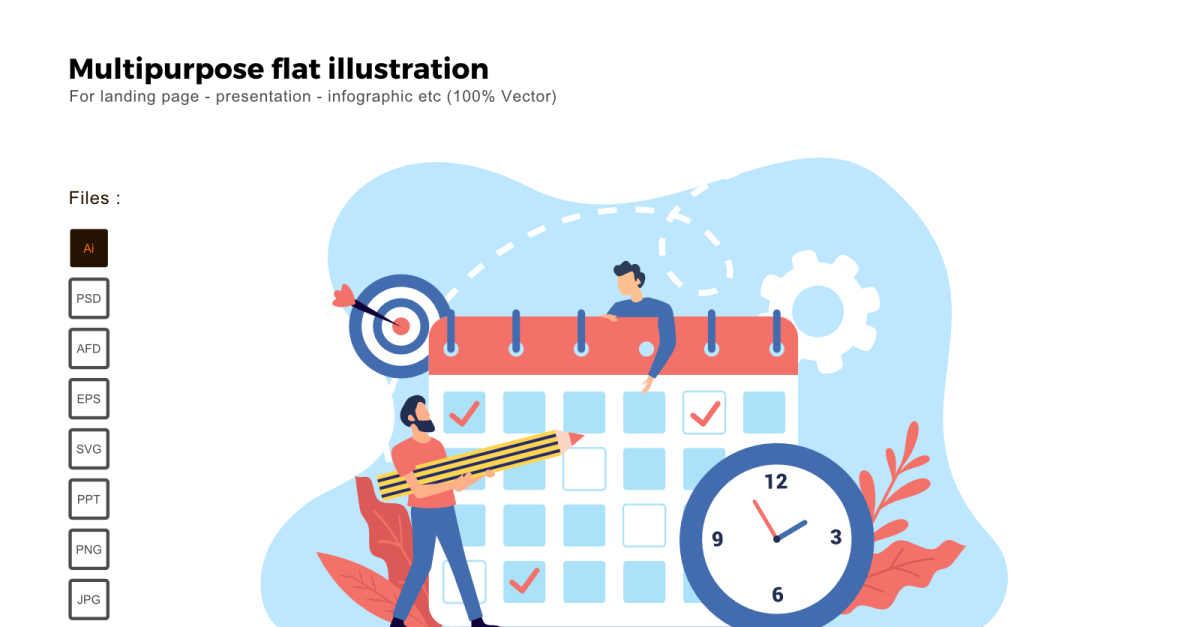 Multipurpose Flat Illustration Schedule - Vector Image