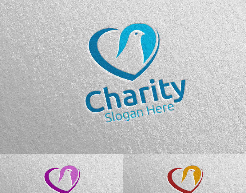 Dove Charity Hand Love 33 Logo Template - TemplateMonster