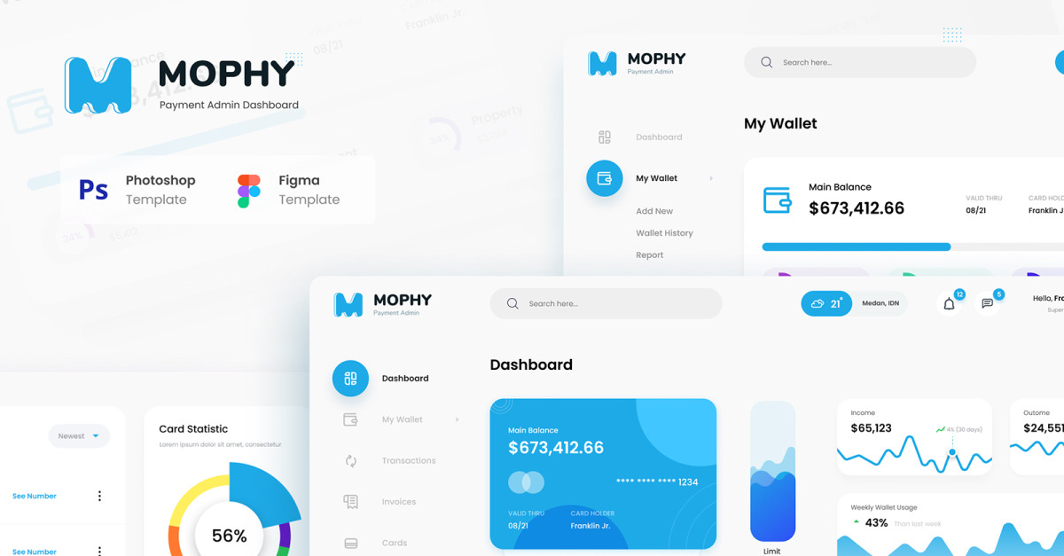 Mophy - Payment Admin Dashboard Figma & PSD UI Elements
