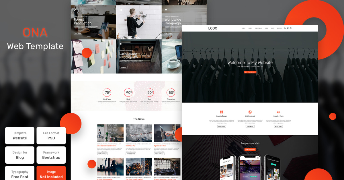 Ona - Business Material PSD Template - TemplateMonster