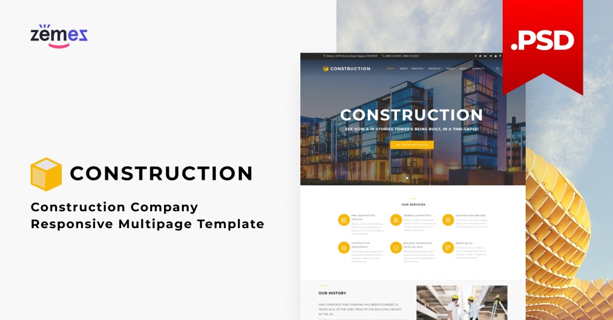 Construction - Architecture Responsive Multipage PSD Template