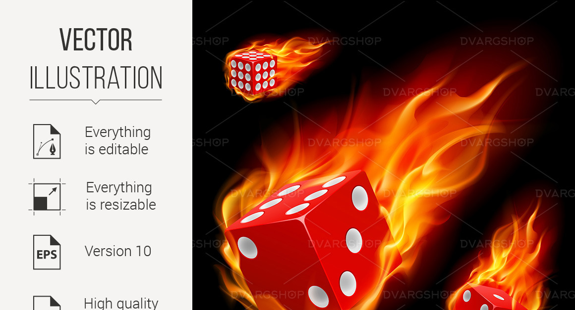 Dice in fire - Vector Image #115906 - TemplateMonster