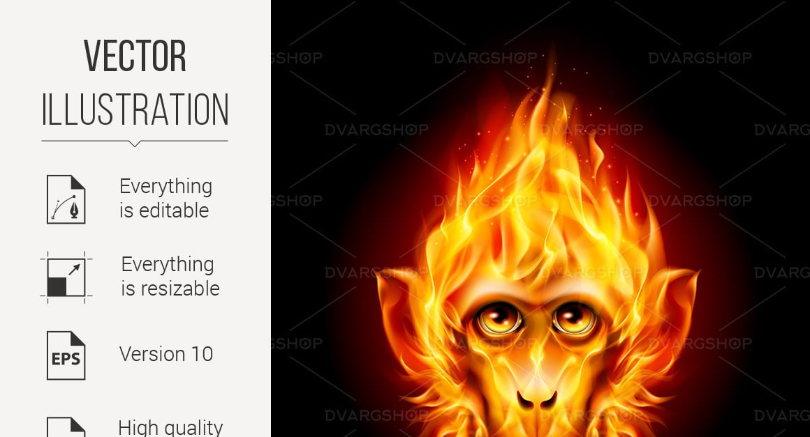 Redhead Fire Monkey - Vector Image #115908 - TemplateMonster