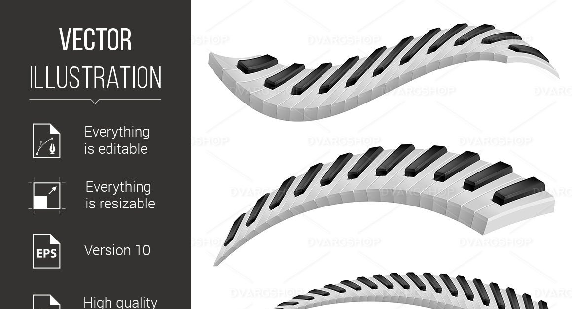 Illustration of Wavy Piano Keys - Vector Image