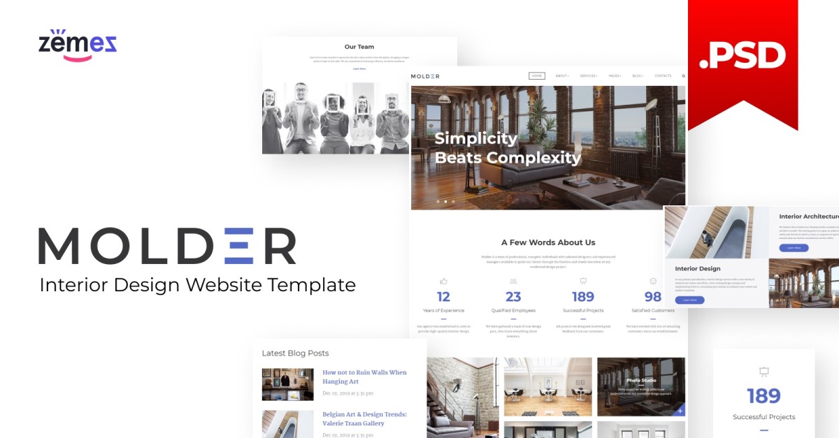 Molder - Interior Design PSD Template - TemplateMonster