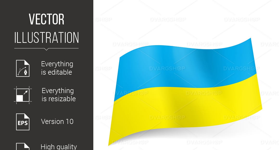National Flag of Ukraine: Blue and Yellow Horizontal Stripes - Vector Image