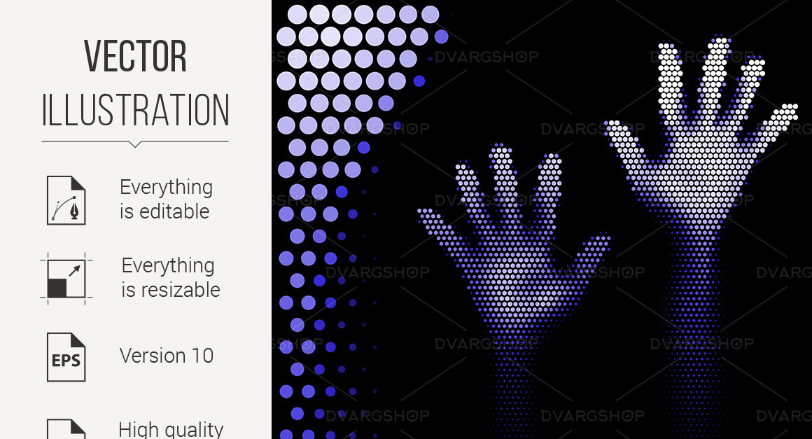 Halftone Hands Silhouette - Vector Image - TemplateMonster