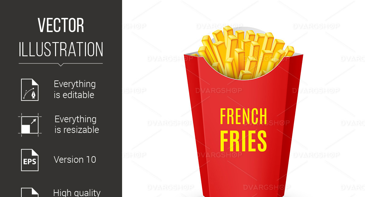 Packaging for French Fries - Vector Image - TemplateMonster