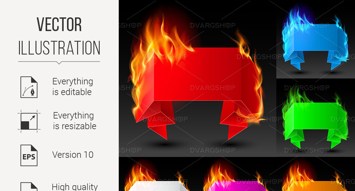 Set of Fire Banners - Vector Image #116647 - TemplateMonster