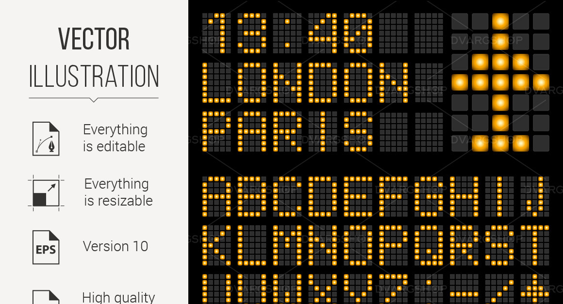 Set of Letters on a Mechanical Timetable - Vector Image