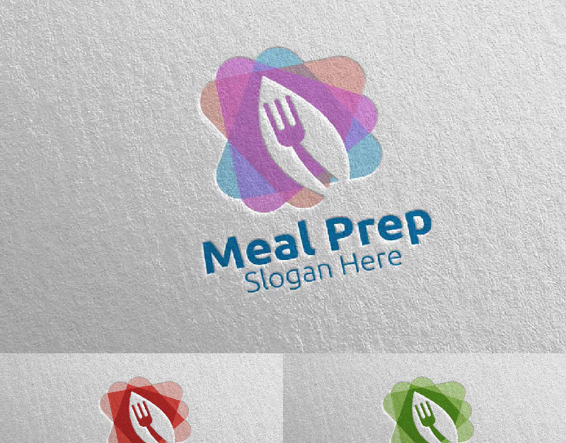 Modèle de logo 9 aliments sains de préparation de repas