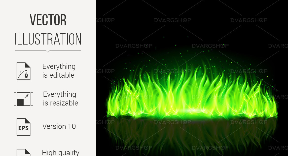 Parede de fogo verde - imagem vetorial - TemplateMonster