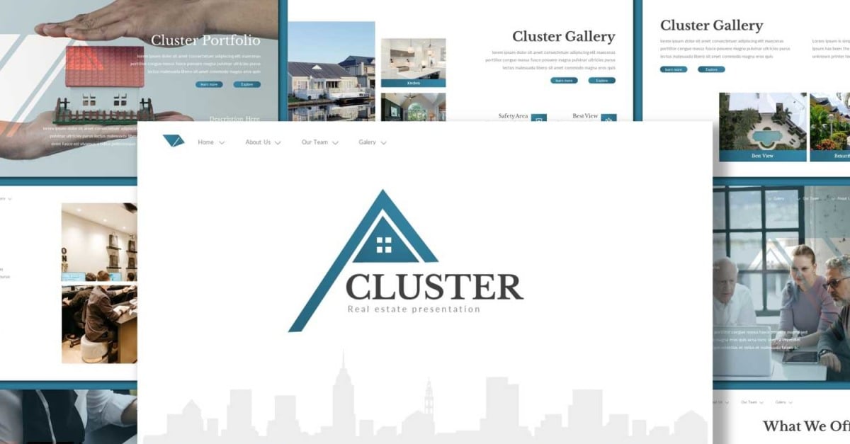 Cluster PowerPoint template #117141 - TemplateMonster