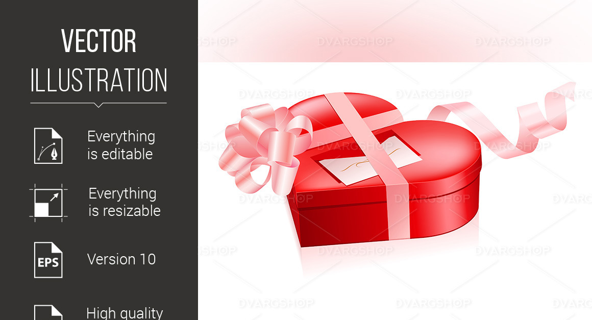 Red Box in Heart Shape - Vector Image - TemplateMonster