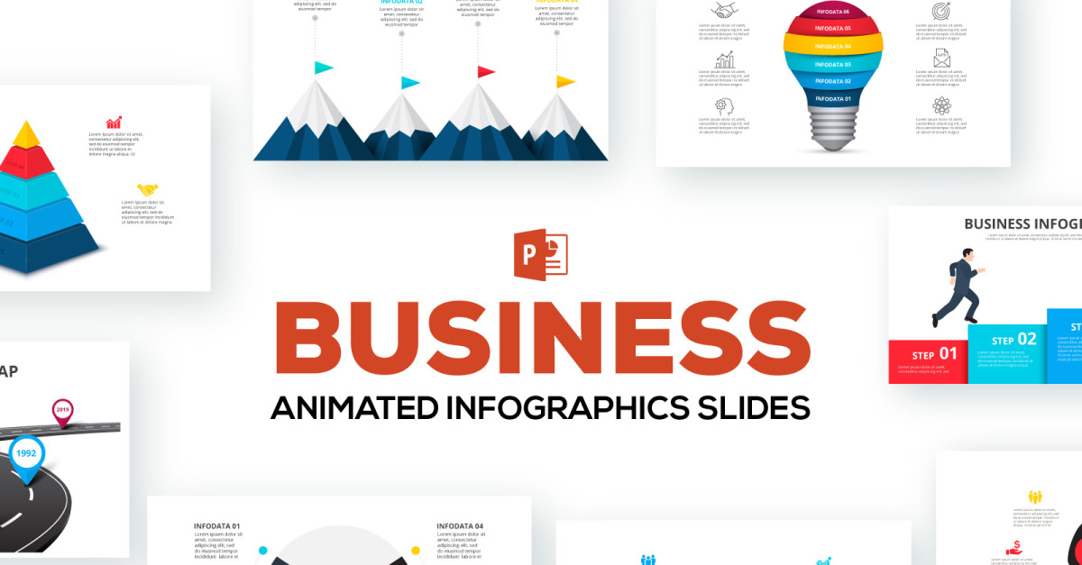Modello PowerPoint di infografica animata aziendale