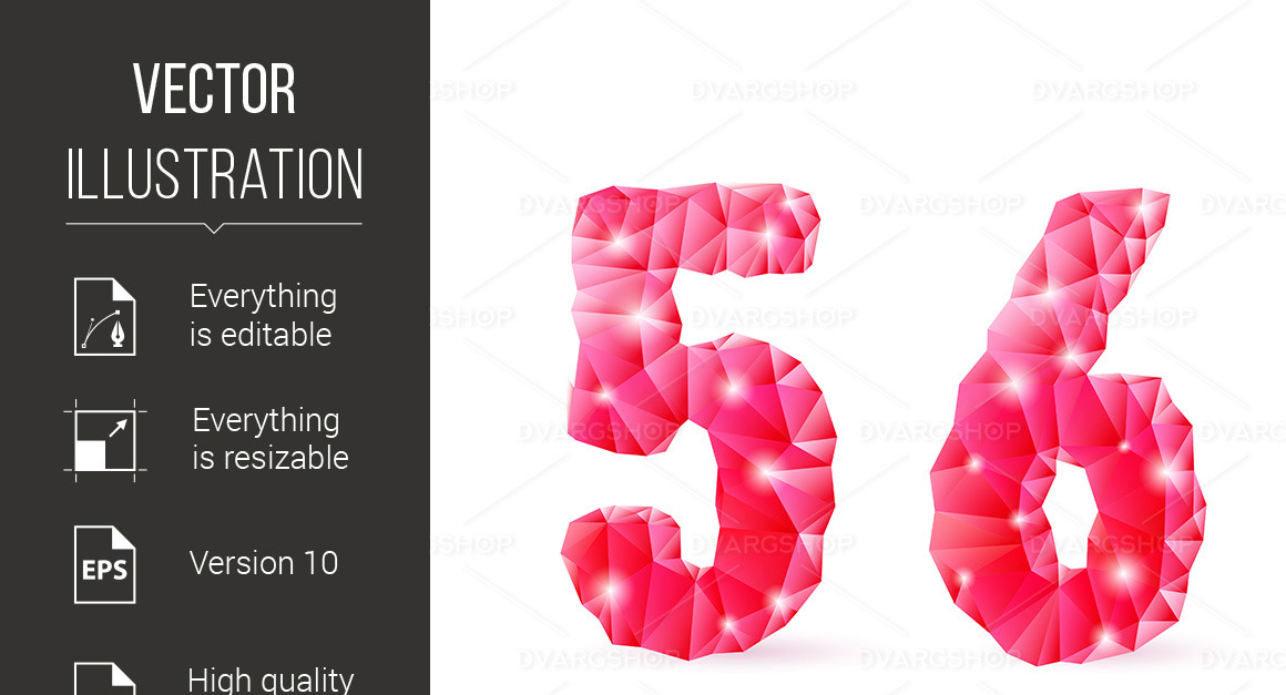 Ruby Polygonal Font - Vector Image #118112 - TemplateMonster