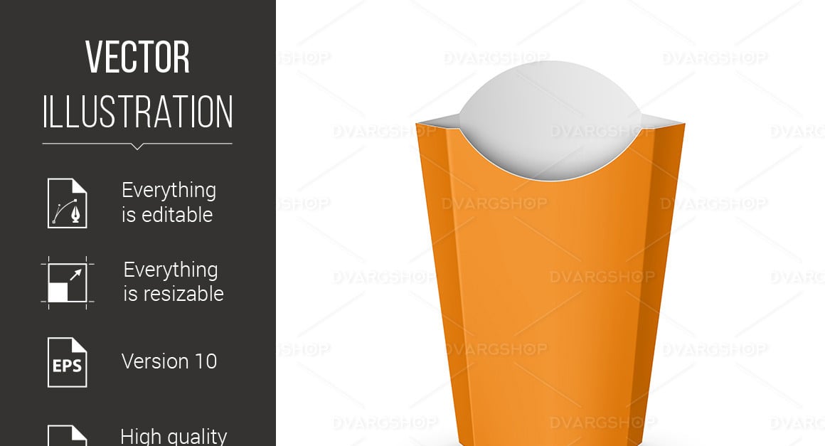 Empty Yellow Packaging for French Fries - Vector Image