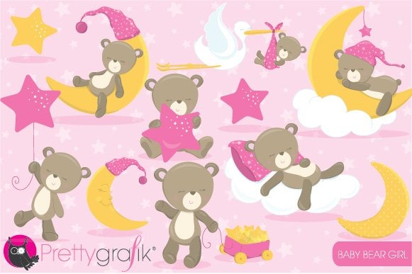 Baby Bear Girl Clipart - Vector Image - TemplateMonster