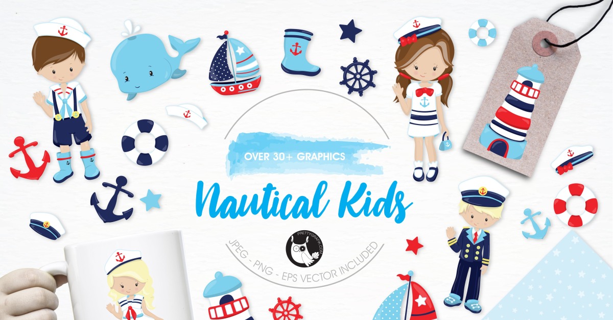 Nautical Kids Illustration Pack - Vector Image