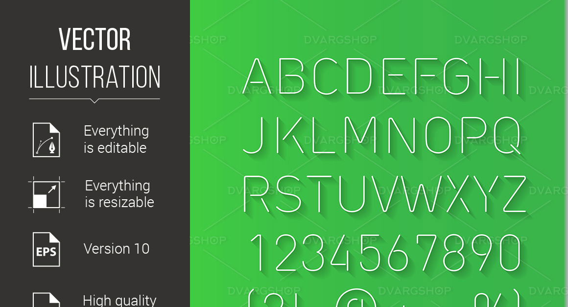 Font Thin Lines with Shadow - Vector Image - TemplateMonster
