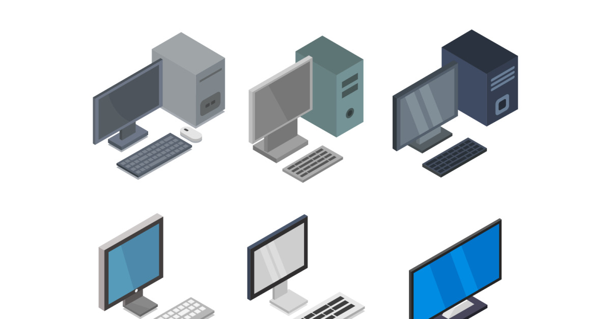 Isometric Computer Set - Vector Image - TemplateMonster