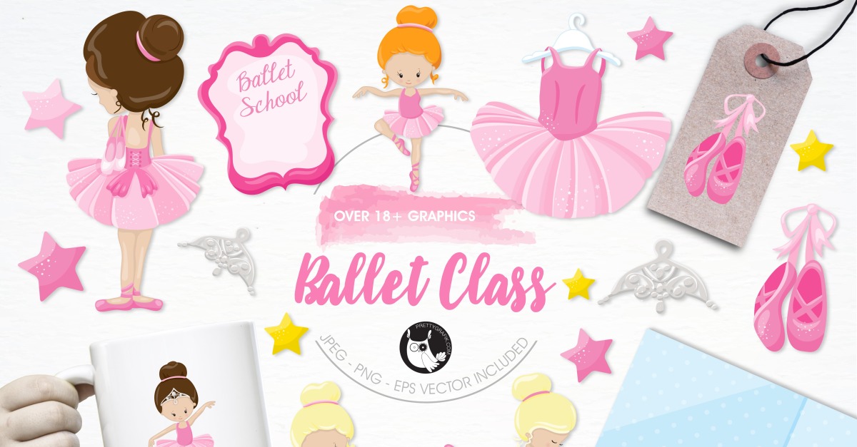 Ballet class illustration pack - Vector Image