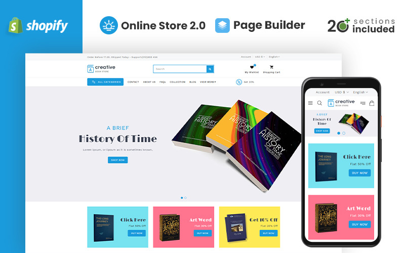 Creative Books Store Shopify Theme #119810 - TemplateMonster