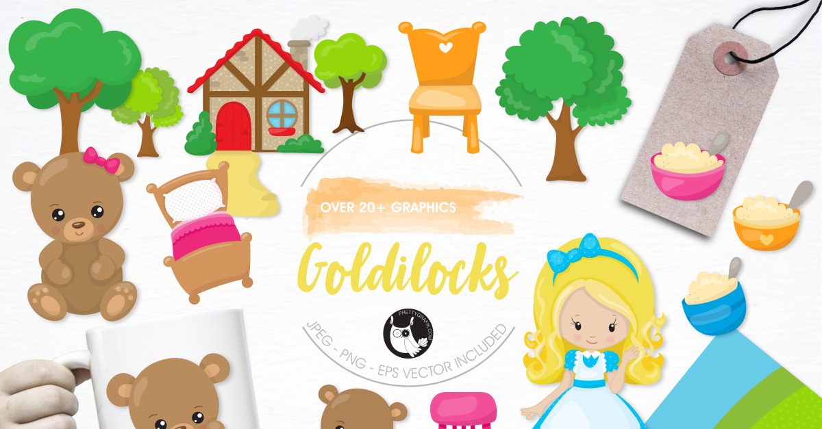 Goldilocks illustration pack - Vector Image - TemplateMonster