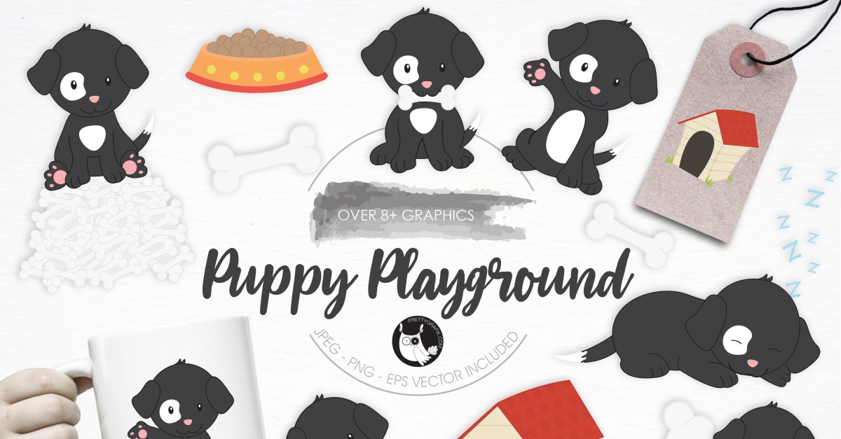 Puppy Playground illustration pack - Vector Image