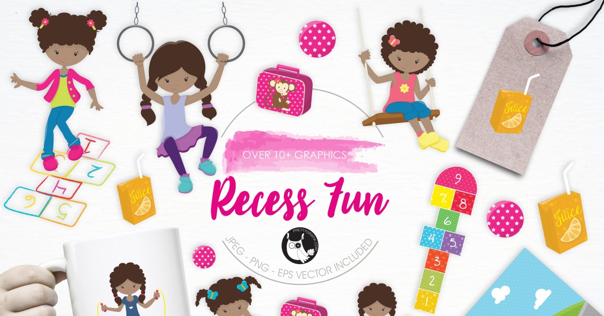 Recess Fun illustration pack - Vector Image - TemplateMonster