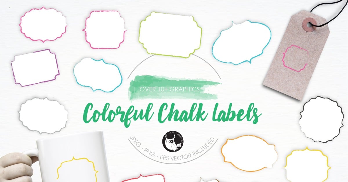 Colorful Chalk Labels illustrations - Vector Image