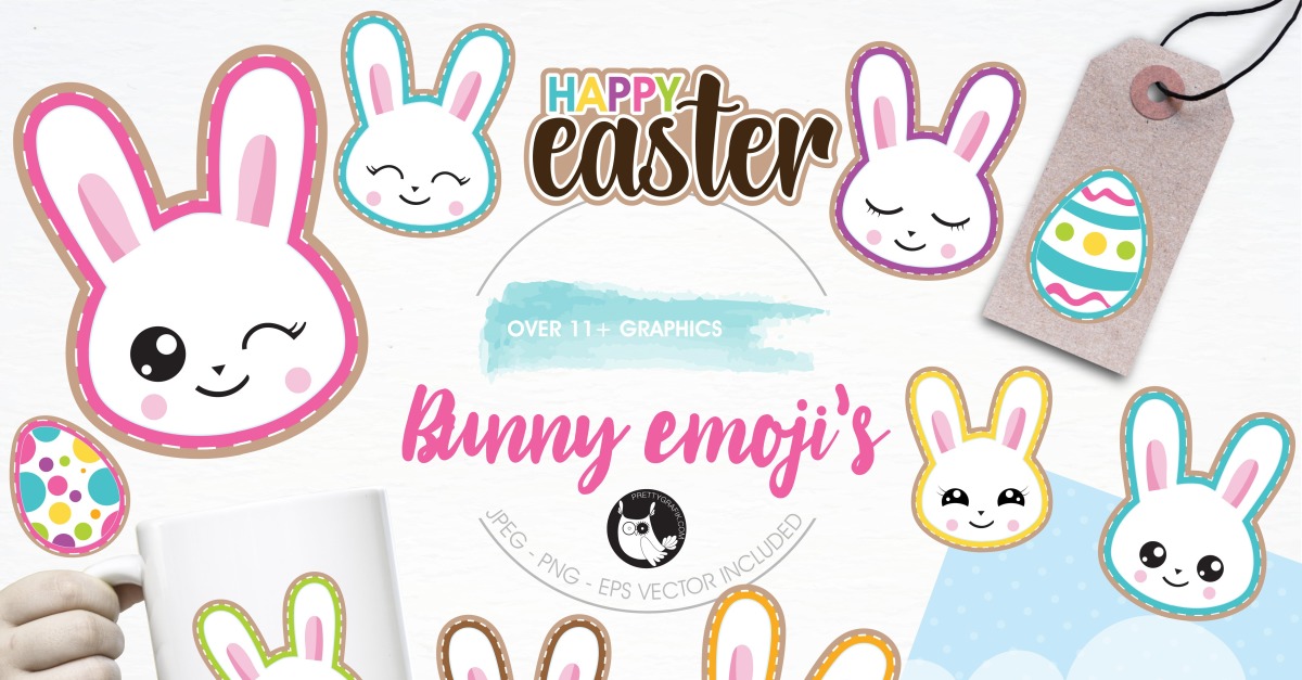Easter emojis illustration pack - Vector Image
