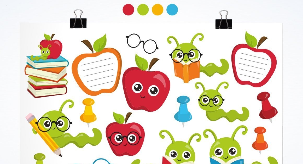 Apple Bookworm - Vector Image #120358 - TemplateMonster