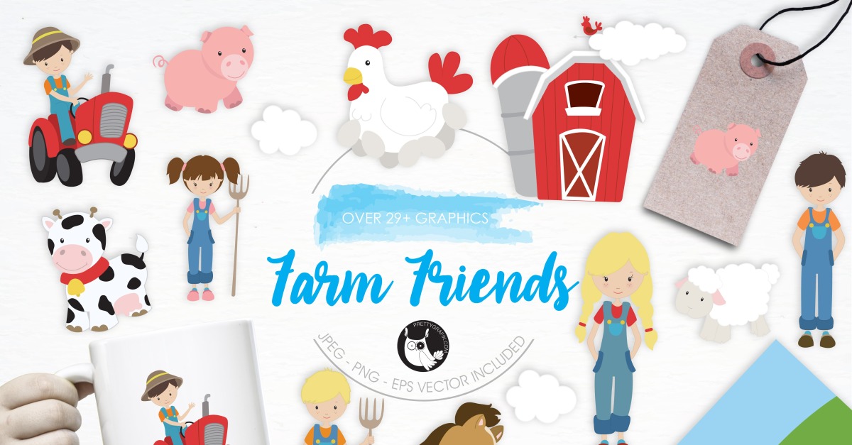 Farm Friends illustration pack - Vector Image