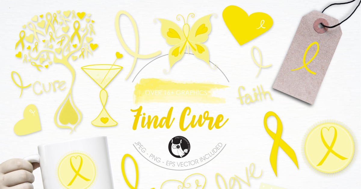 Find a cure illustration pack - Vector Image