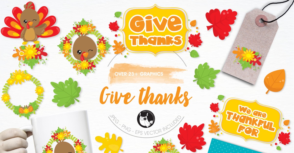 Give thanks illustration pack - Vector Image