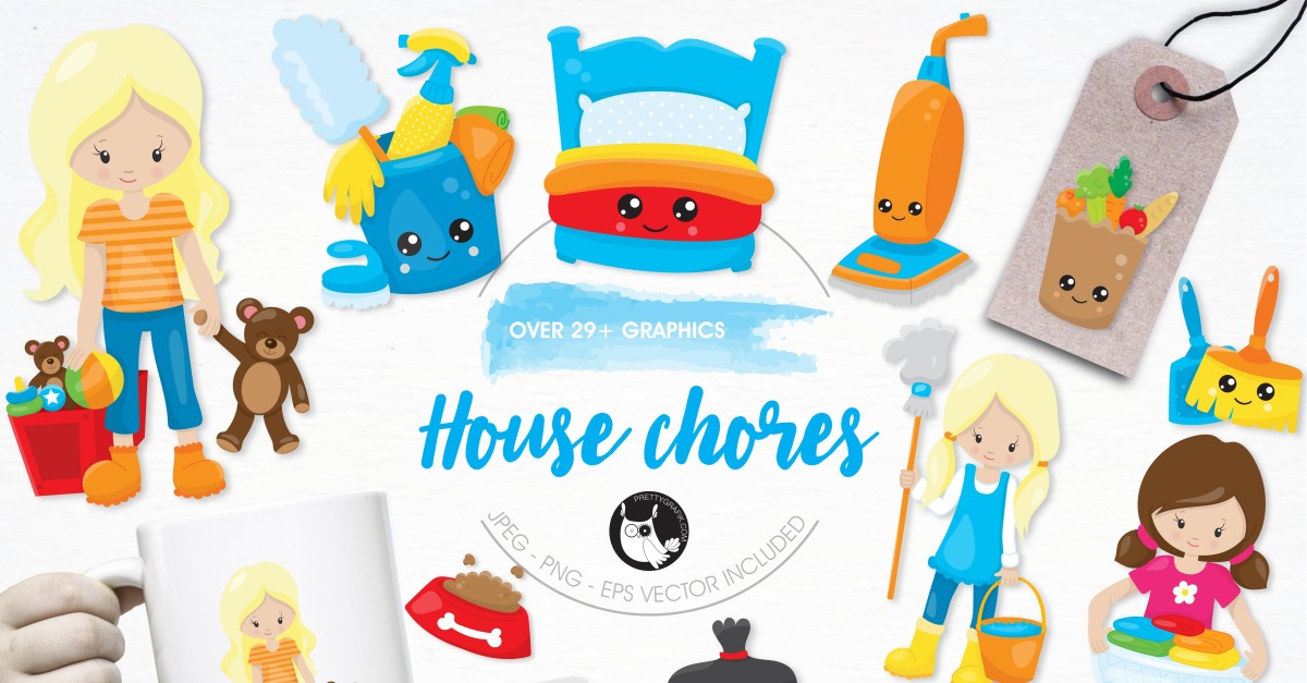 House chores illustration pack - Vector Image