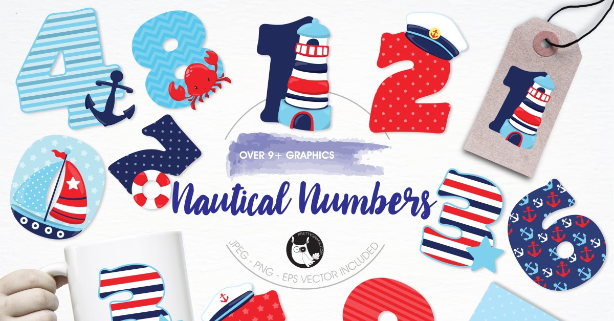 Nautical numbers illustration pack - Vector Image