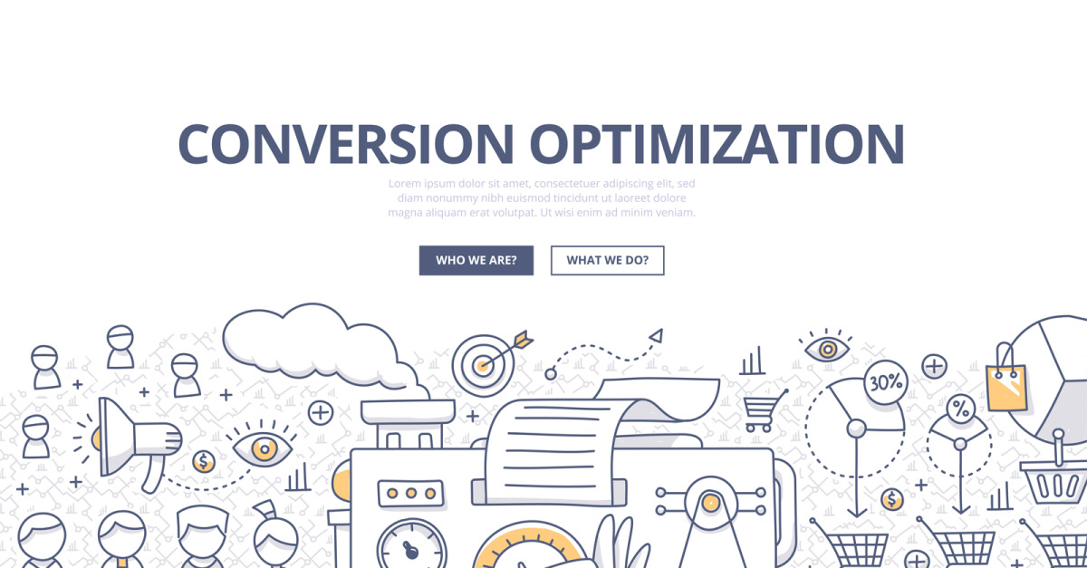 Conversion Optimization Doodle Concept - Vector Image