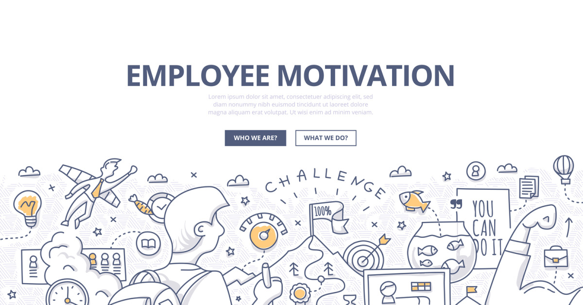 Employee Motivation Doodle Concept - Vector Image