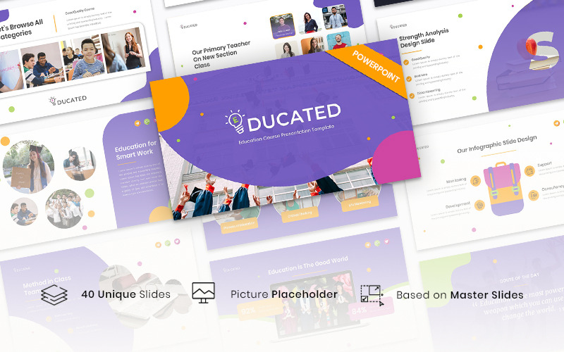 Gebildet – Bildungskurs PowerPoint-Vorlage - TemplateMonster