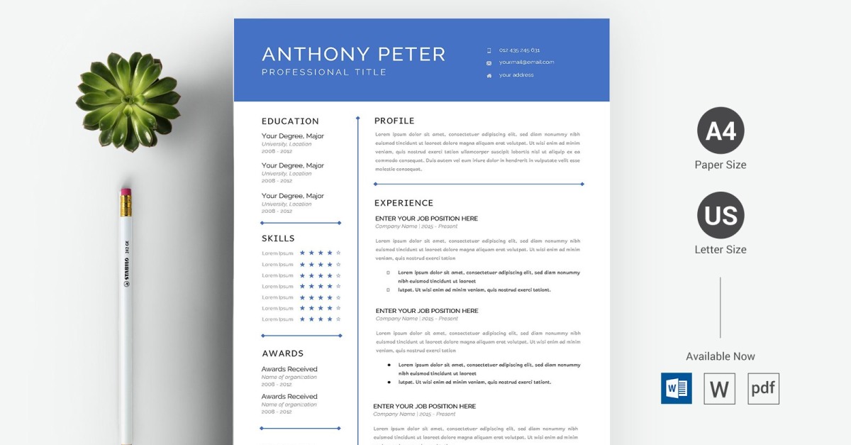 Anthony Peter - CV Resume Template #123179 - TemplateMonster