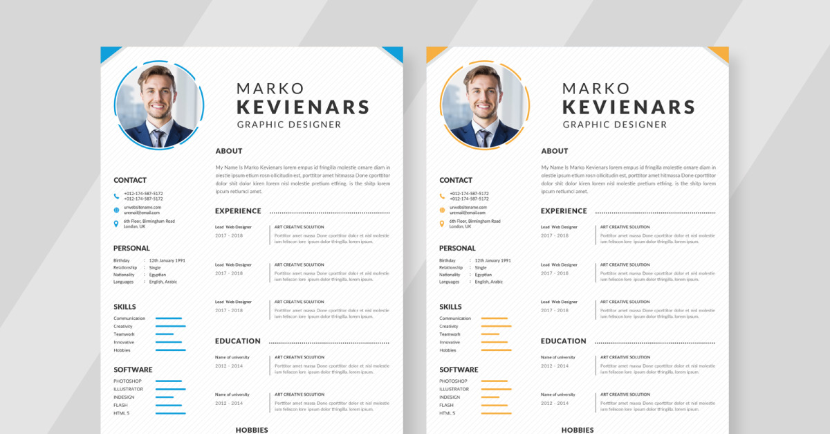 Beautiful CV - Elegant Shape Design Resume Template