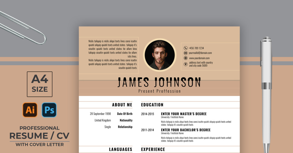 Board Color Professional CV Resume Template - TemplateMonster