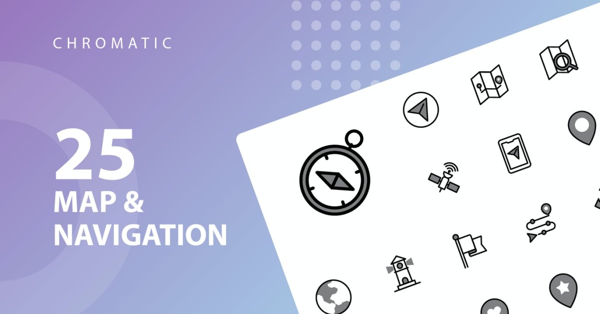 Map & Navigation Chromatic Icon Set - TemplateMonster
