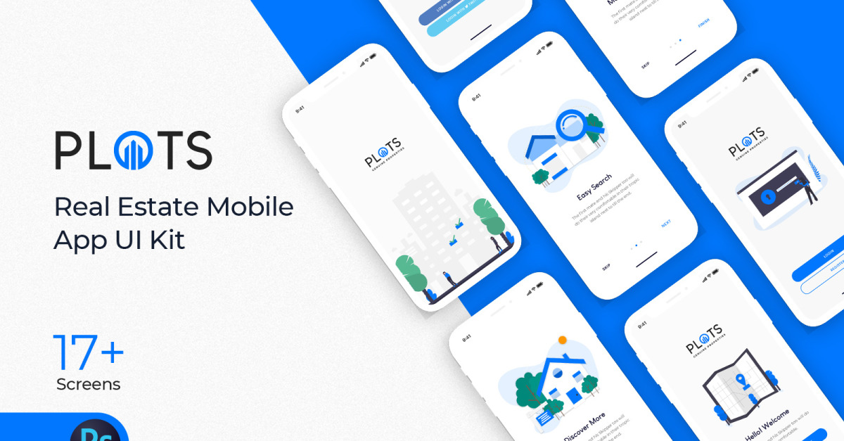 Plots Real Estate Mobile App UI Elements - TemplateMonster