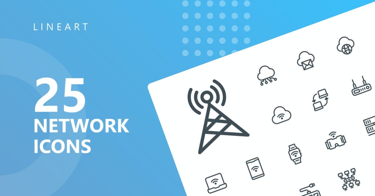Network Lineart Icon Set #123302 - TemplateMonster