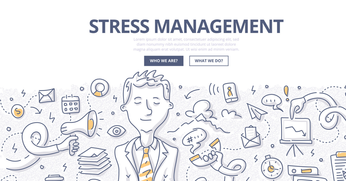 Stress Management Doodle Concept - Vector Image