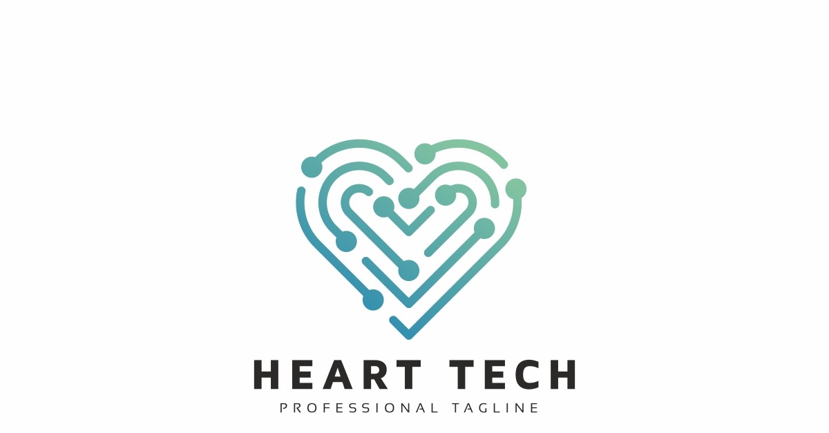 Modèle de logo Heart Tech #124246 - TemplateMonster